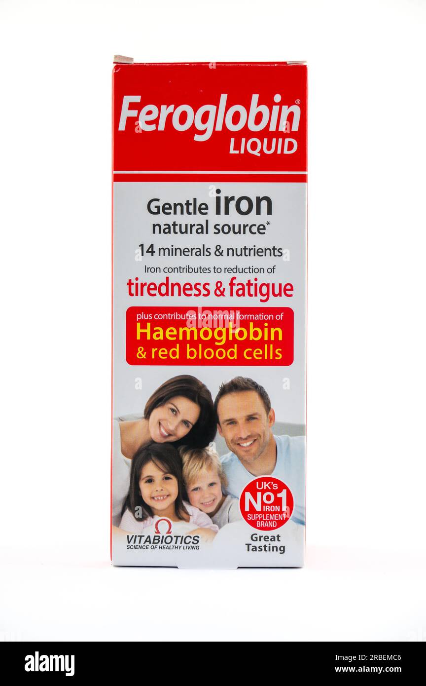 CHESTER, UK, 8TH JULY 2023: Feroglobin Liquid vitamin suppliment ...