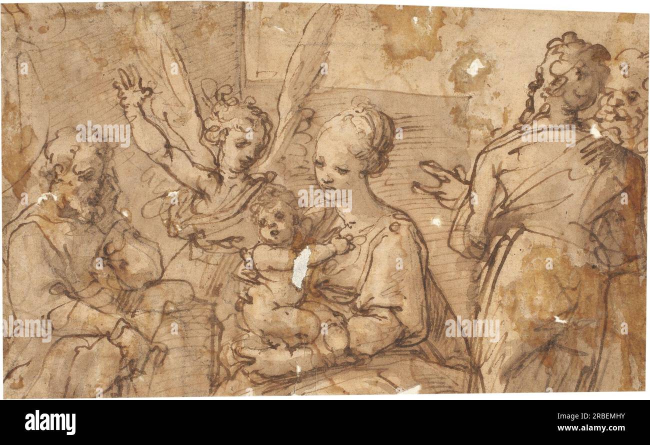 The Holy Family Accompained by an Angel and two Saints 1565 by ...