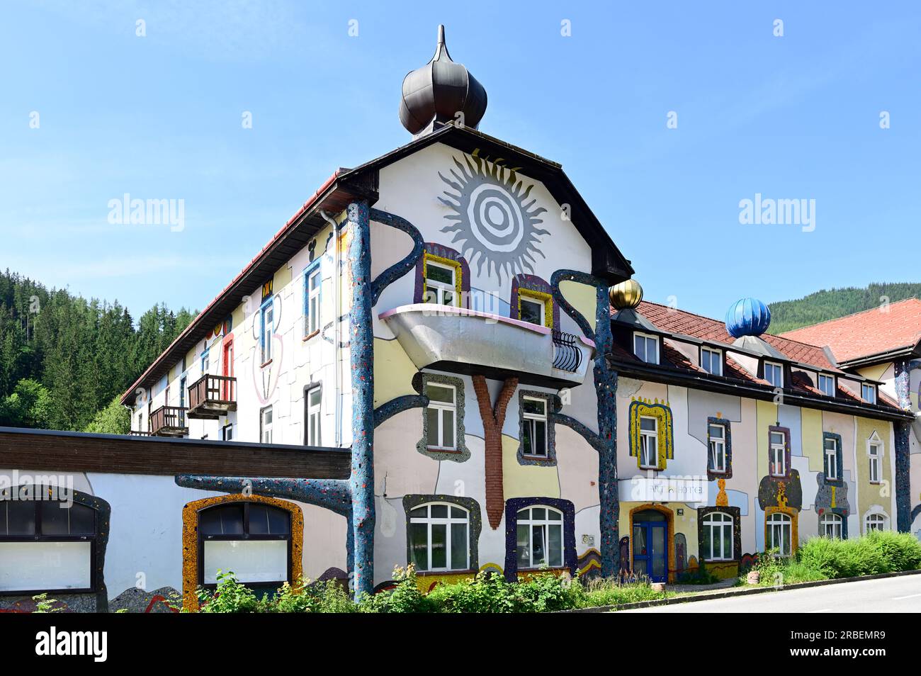 Neuberg, Styria, Austria. June 30, 2023. Building in the Friedensreich ...
