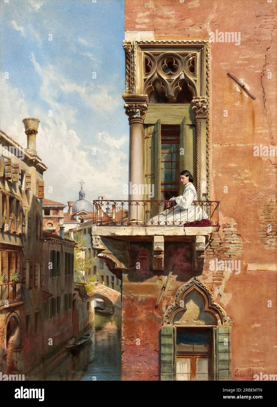 Anna Passini on the balcony of Palazzo Priuli in Venice c.1866; Venice ...