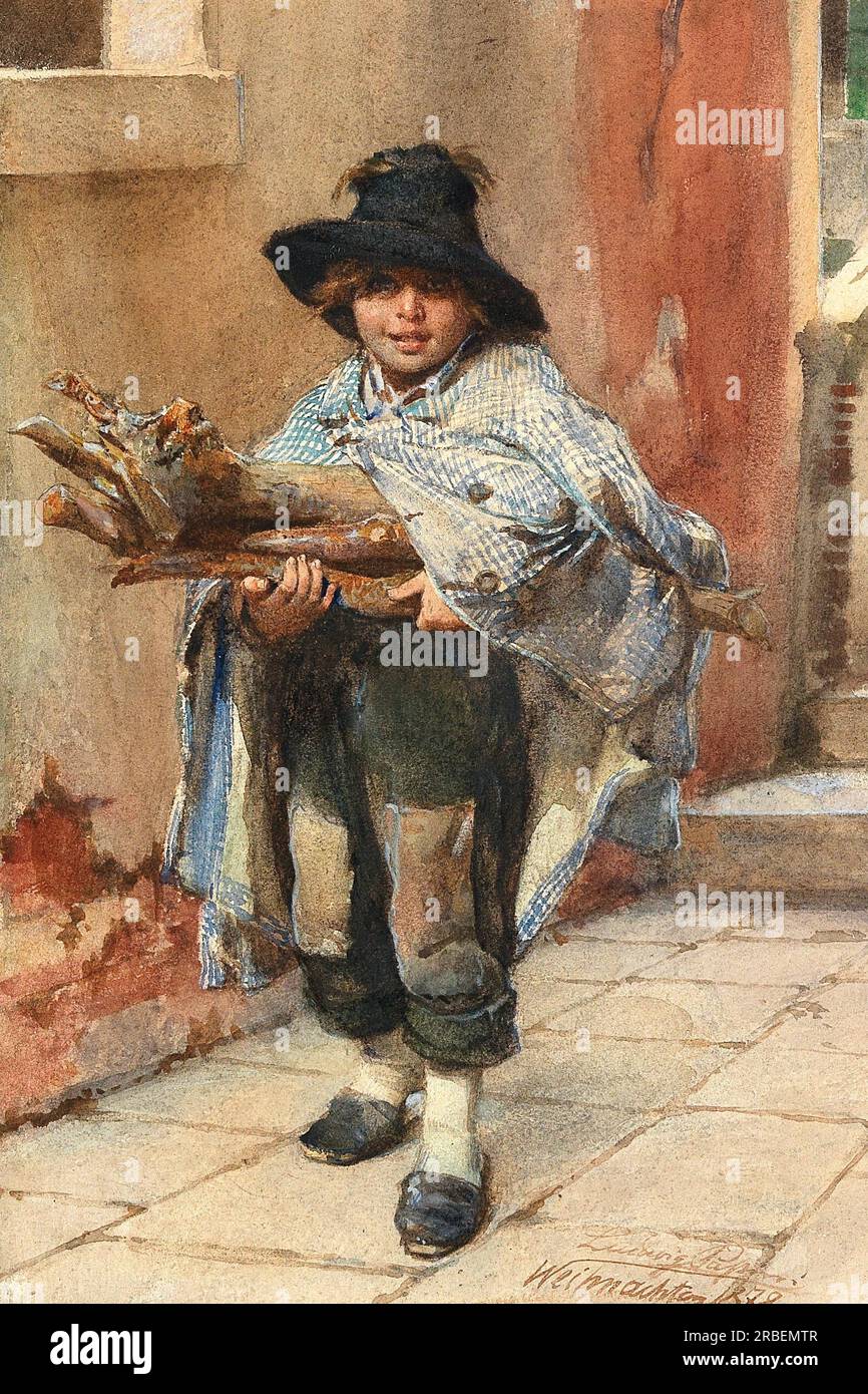 Collecting Brushwood for Christmas" by Ludwig Passini Stock Photo - Alamy