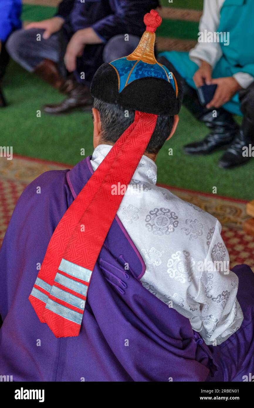 Ulaanbaatar, Mongolia - July 9, 2023: Traditional Mongolian hats at a ...