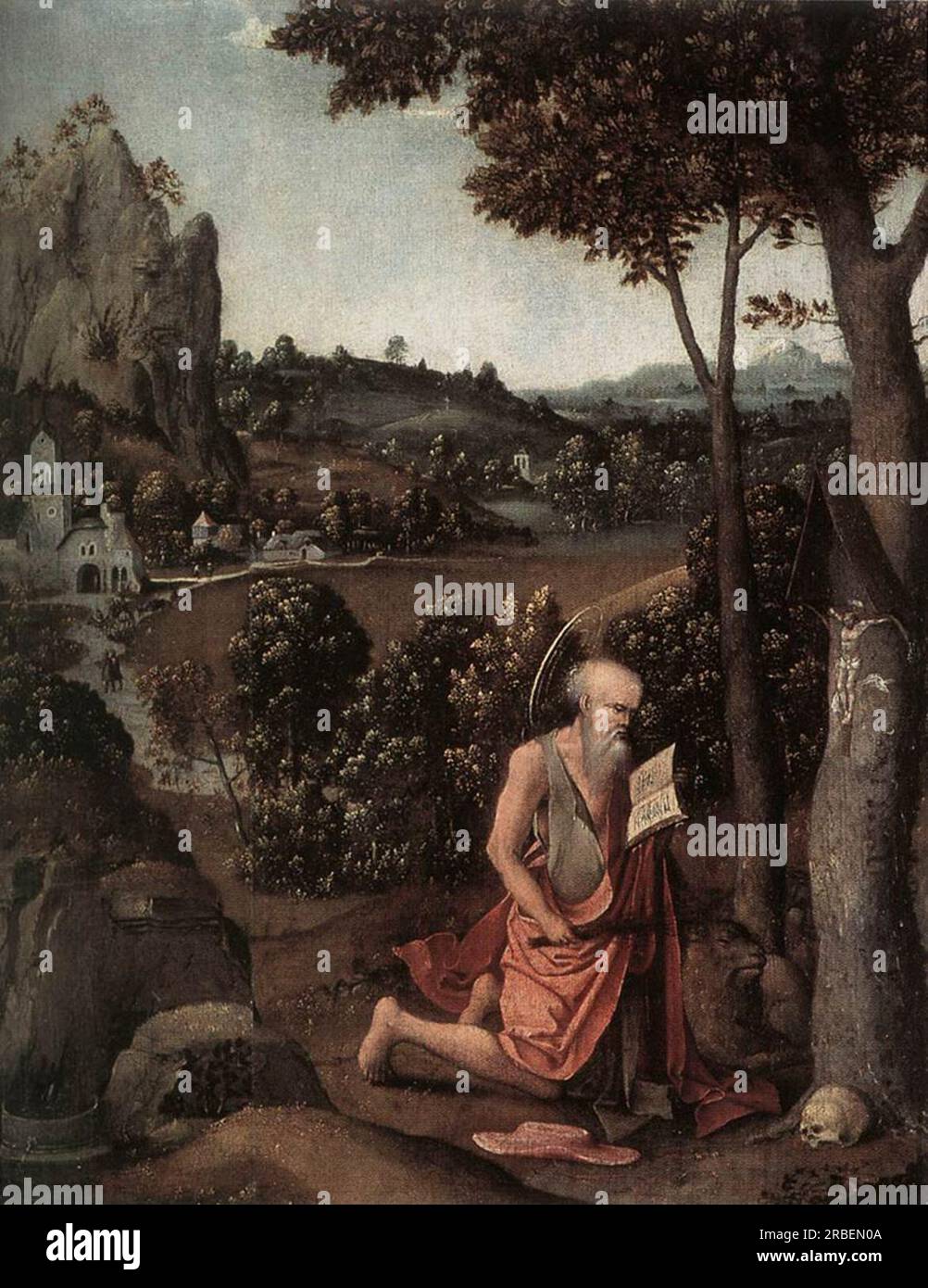 Joachim patinir landscape with saint jerome hi-res stock photography ...