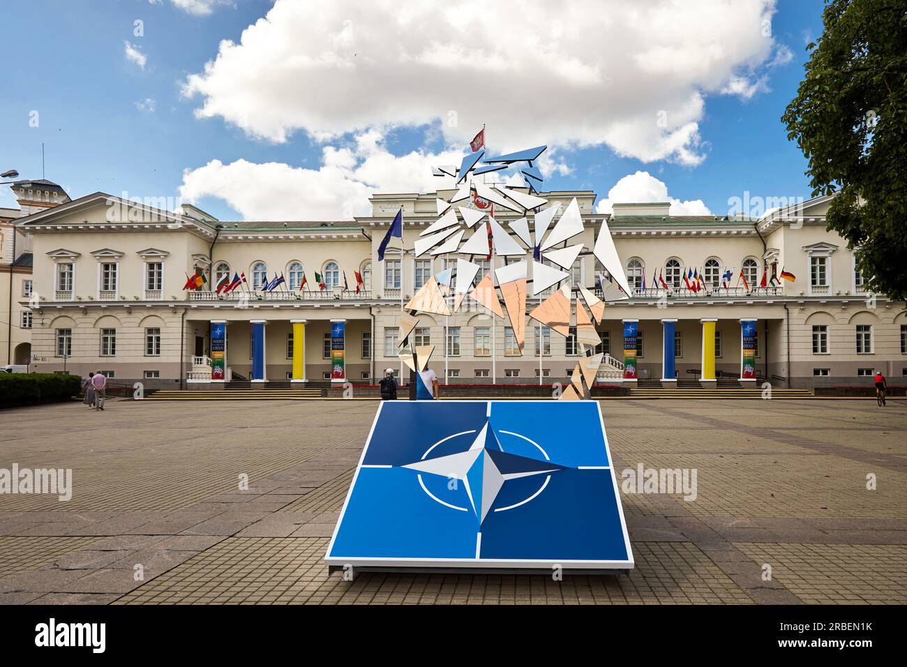 NATO summit decorations during Nato summit. Vilnius, Lithuania - July ...