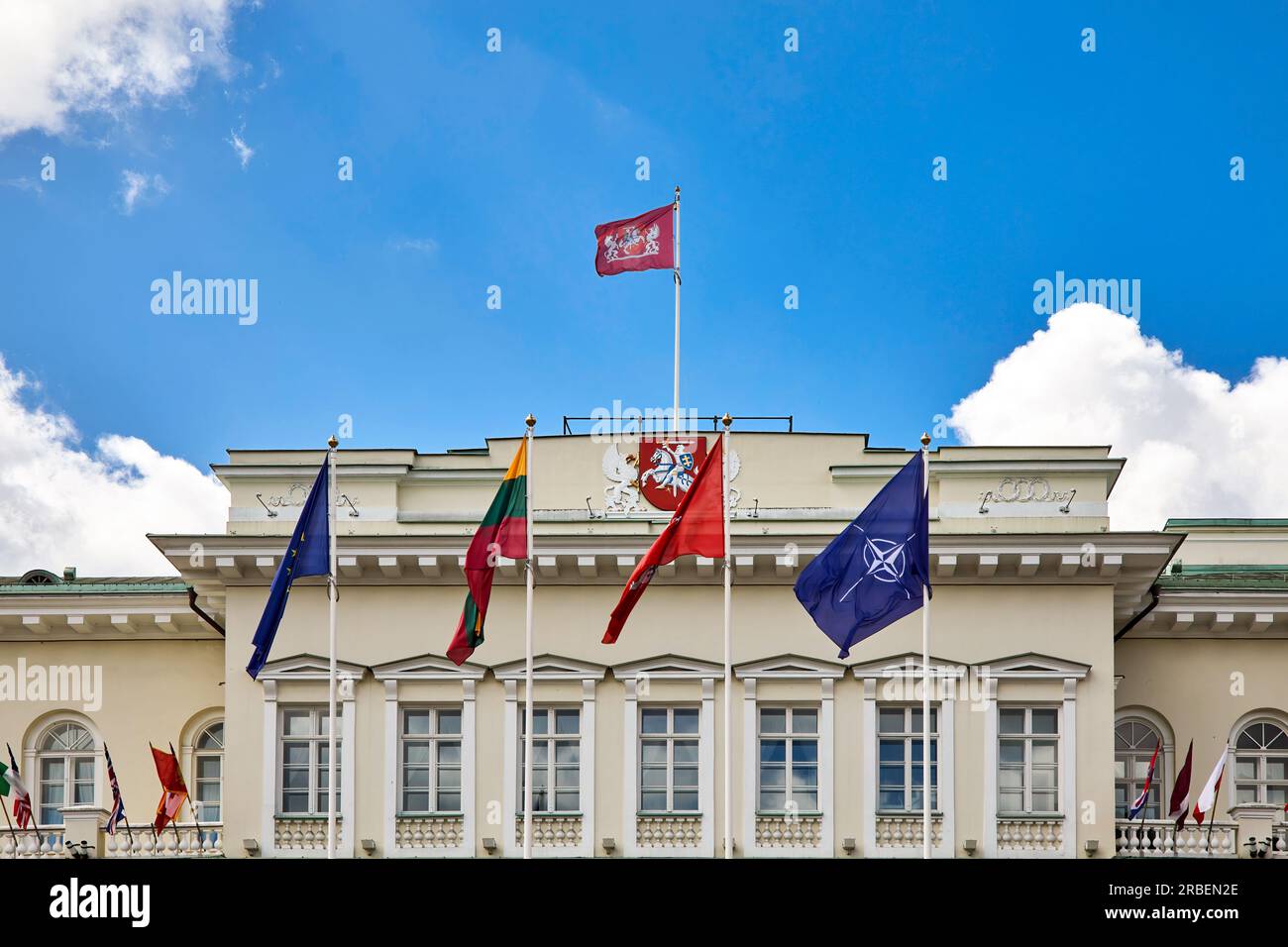 Ukraine NATO banner on building during Nato summit 2023 in Vilnius ...