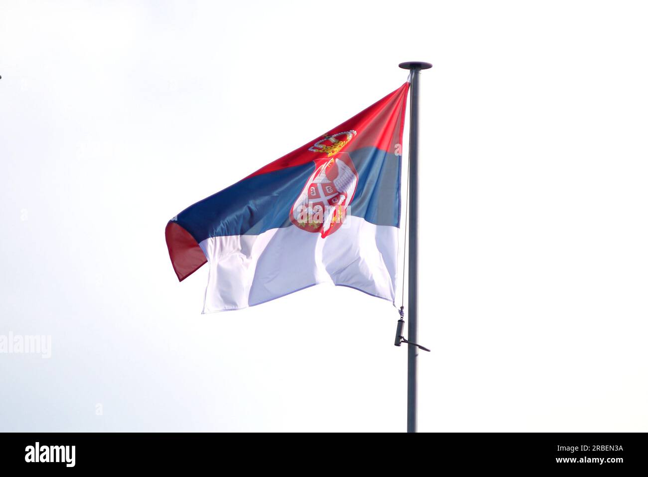 National Flag of the Republic of Serbia seen during the Pari Premier ...