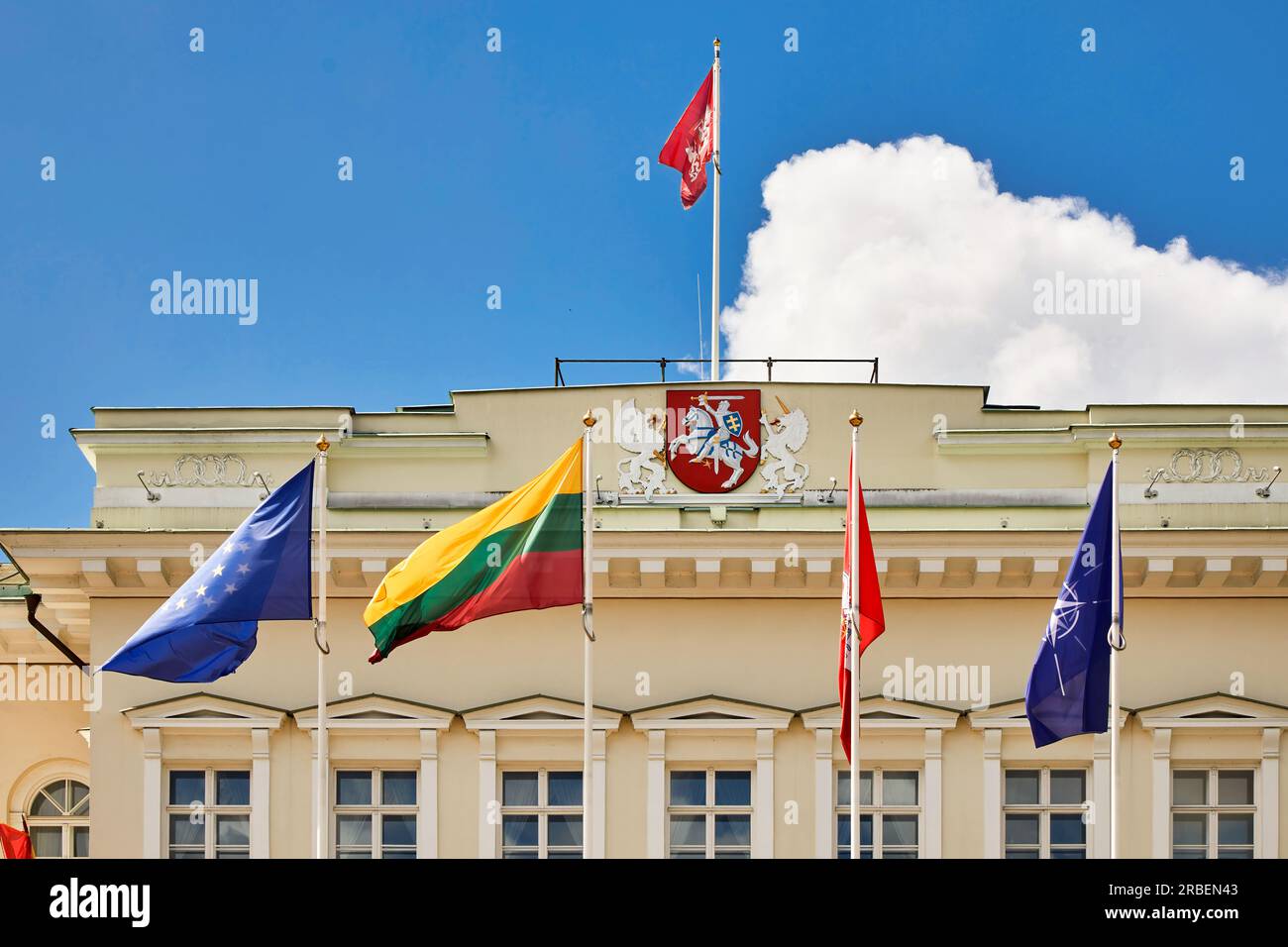 Ukraine NATO banner on building during Nato summit 2023 in Vilnius ...