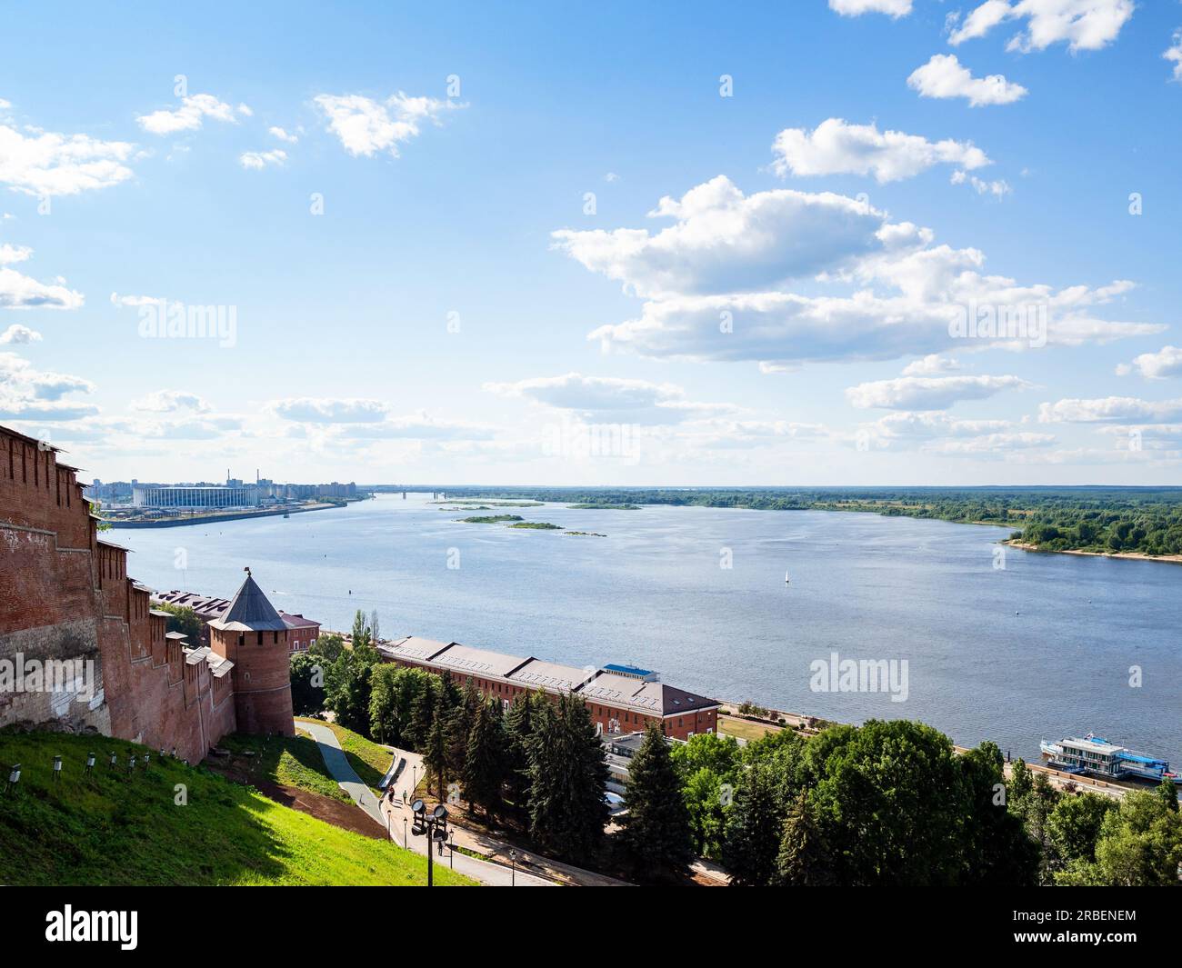 view of Volga River from Chkalov Stairs in Nizhny Novgorod city on summer afternoon Stock Photo ...