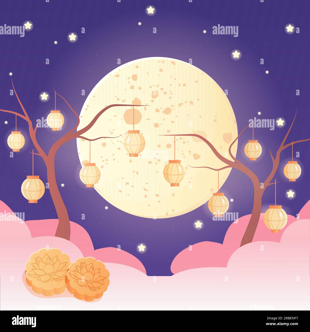 Moon lanterns hanging Stock Vector Images - Alamy