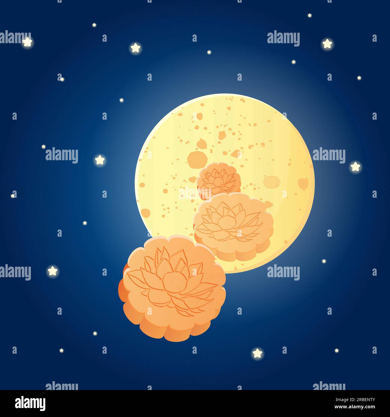 Full moon with mooncake Chinese Mid Autumn Festival Stock Vector Image ...