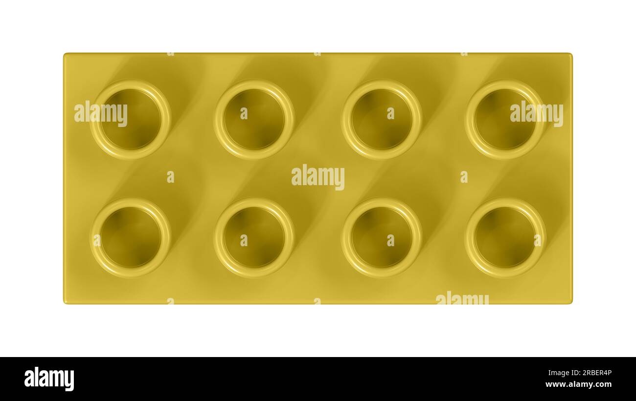 Old Gold Lego Block Isolated on a White Background. Close Up View of a ...