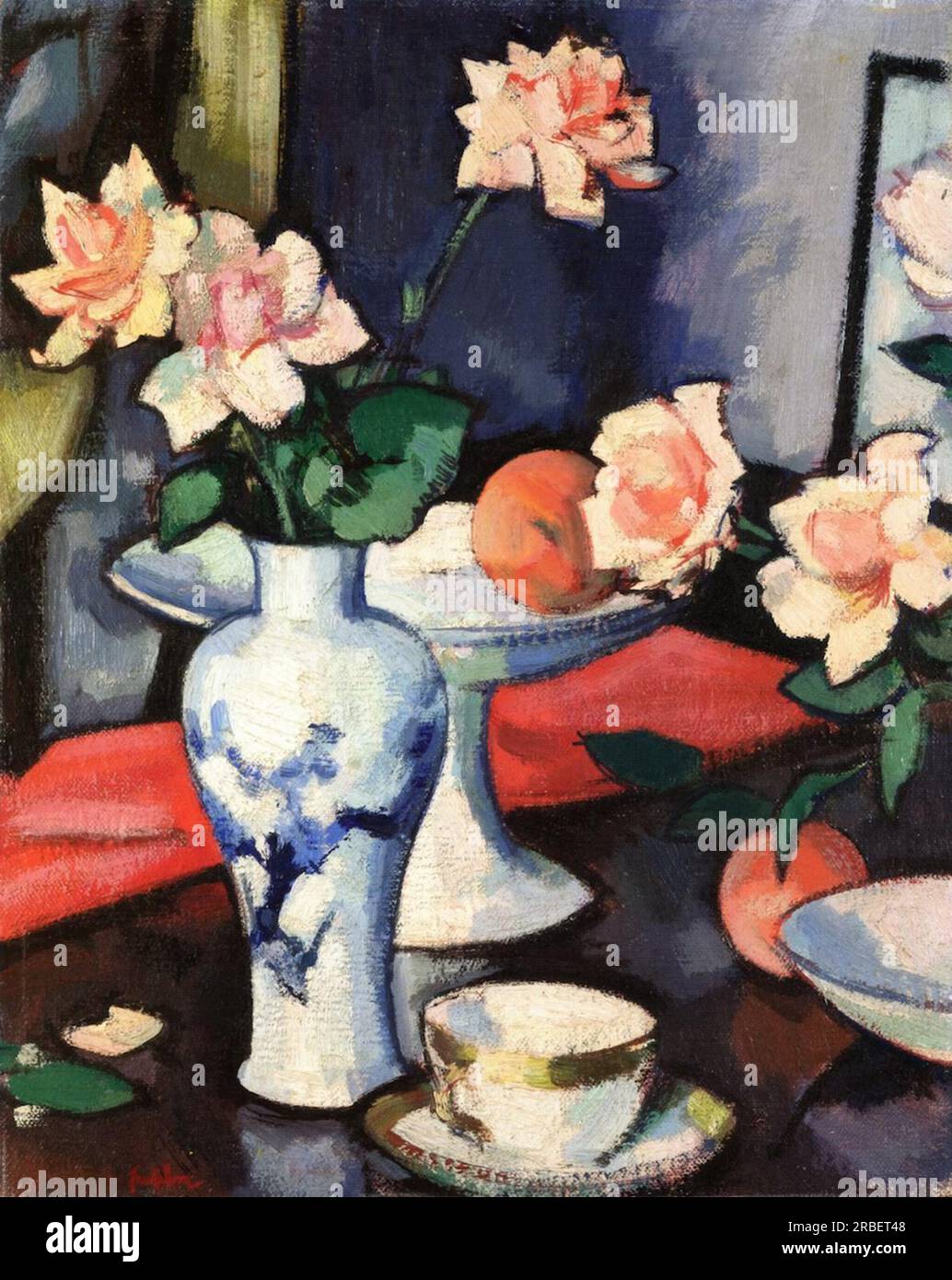 Still Life with Roses in a Chinese Vase 1927 by Samuel Peploe Stock ...