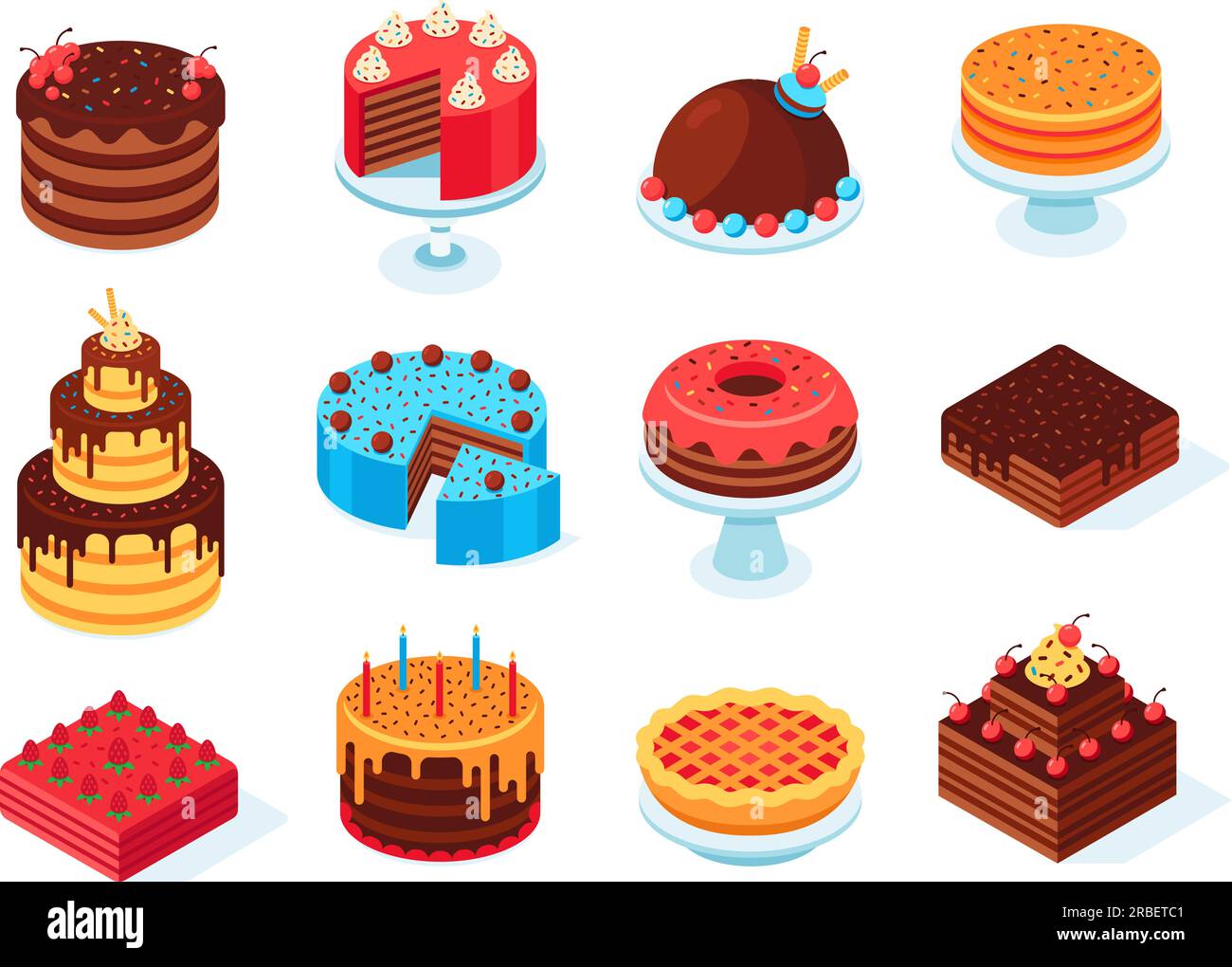 Birthday cake isometric 3d icon Stock Vector Images - Alamy