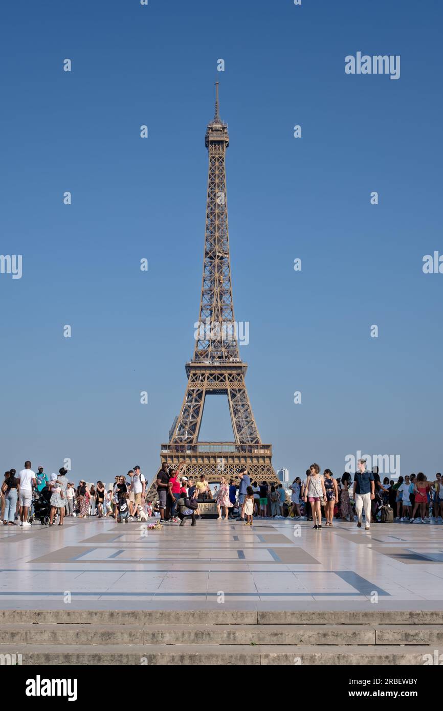 Paris, France - June 25, 2023 : Panoramic view of tourists enjoying the ...