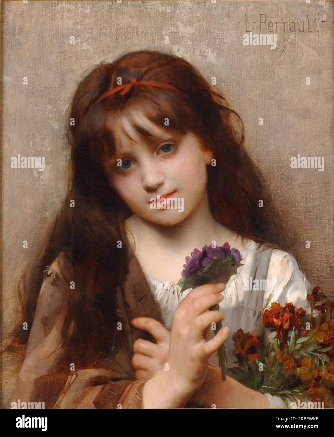 The flower vendor 1887 by Léon Bazile Perrault Stock Photo - Alamy