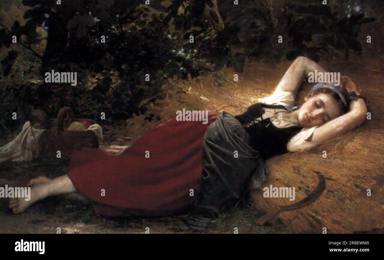 A young peasant girl sleeping 1874 by Léon Bazile Perrault Stock Photo ...