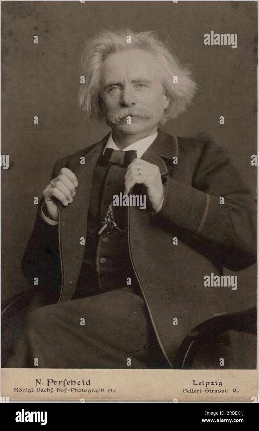 Portrait of Edvard Grieg, Hands on Collar of Suit, Looking into Camera ...