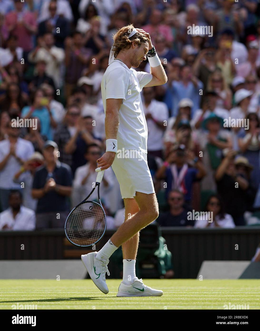 Andrey Rublev celebrates beating Alexander Bublik (not pictured) on day ...
