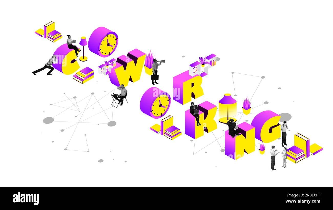 Coworking. Hardworking and ambitious people, employees working on ...