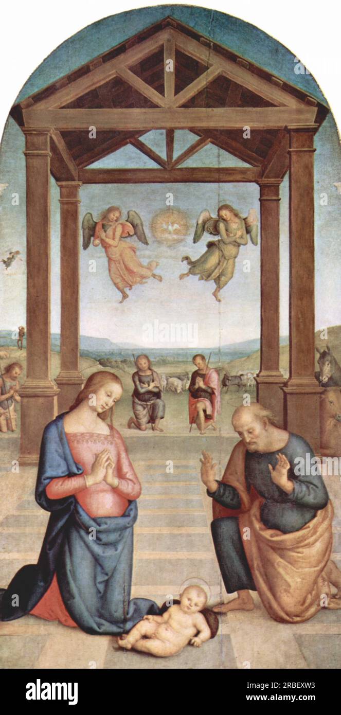 Altarpiece of St. Augustine - Adoration of the Shepherds 1510 by Pietro Perugino Stock Photo - Alamy