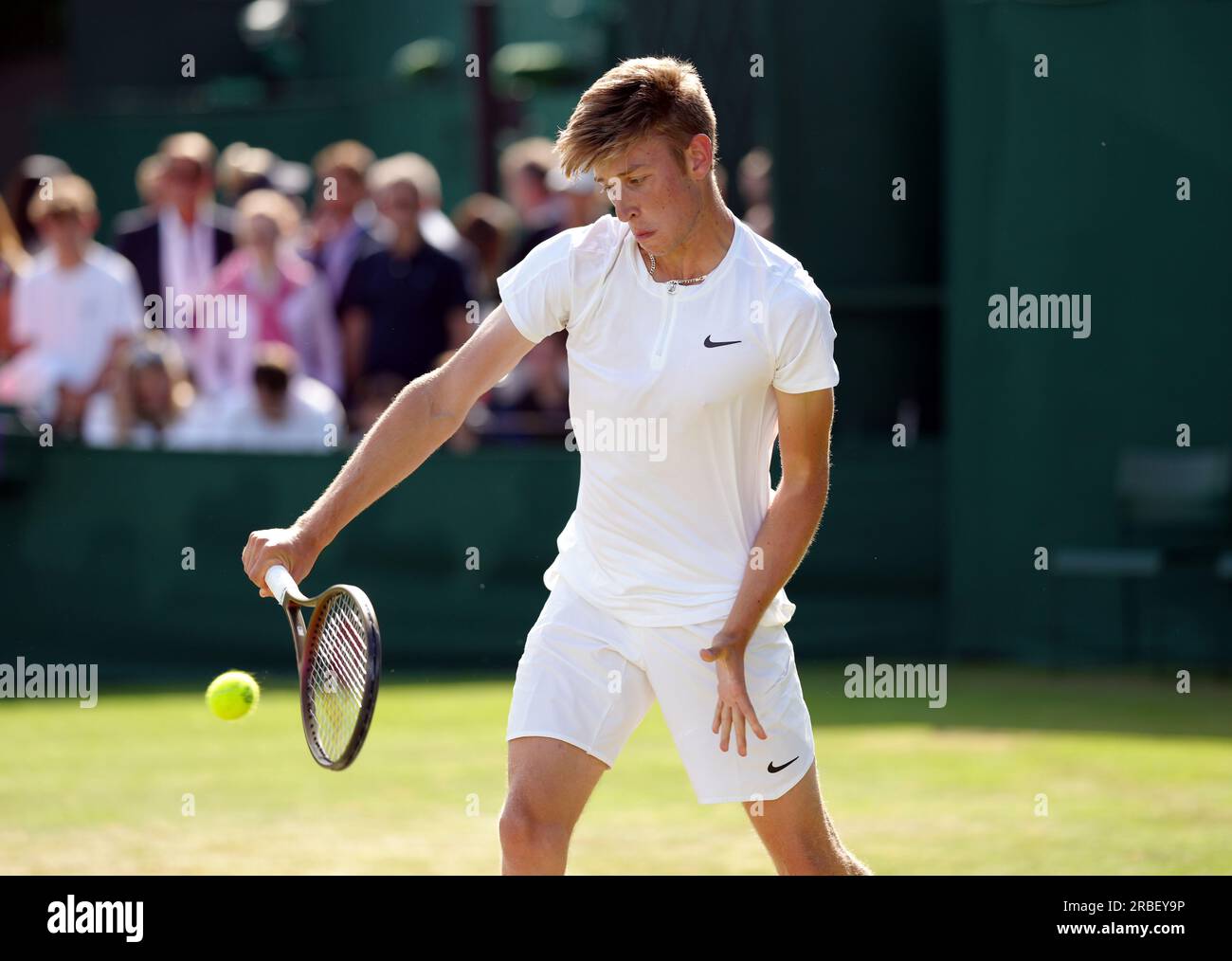 Phoenix Weir in action in the Boys singles on day seven of the 2023 ...