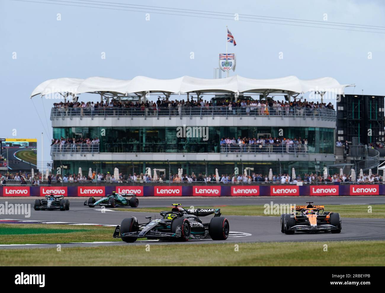 Mercedes' Lewis Hamilton and McLaren's Oscar Piastri drive around ...