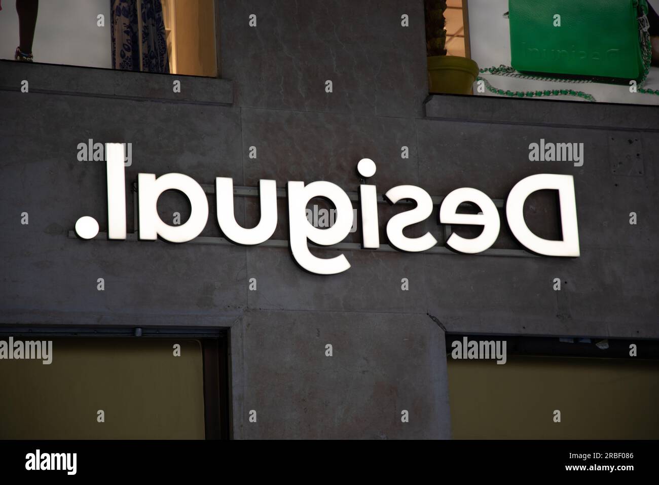 Milan , Italy - 07 05 2023 : desigual wall facade logo brand and text ...