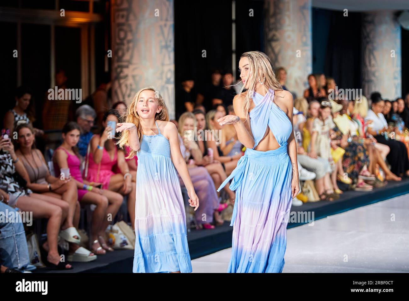 Miami Beach, USA. 09th July, 2023. MIAMI BEACH, FLORIDA - A model walks ...