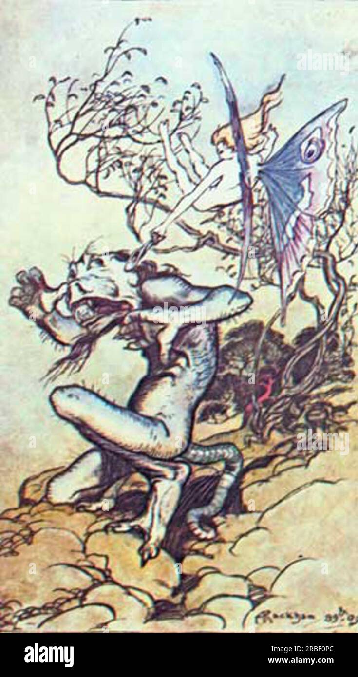 WHEN CALIBAN WAS LAZY AND NEGLECTED HIS WORK by Arthur Rackham Stock ...