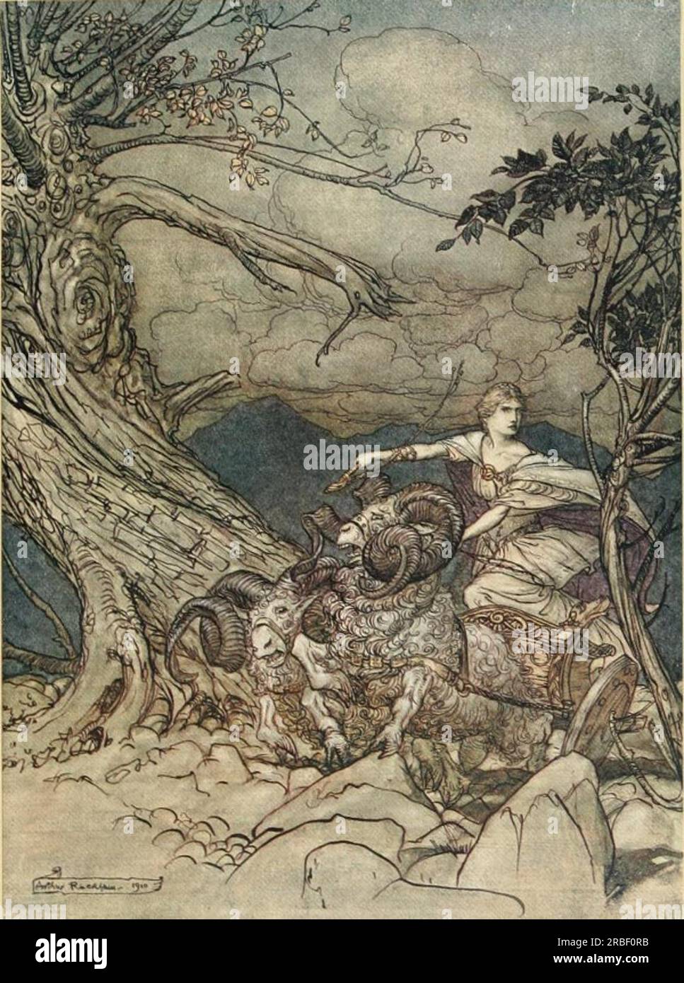 Fricka approaches in anger by Arthur Rackham Stock Photo - Alamy