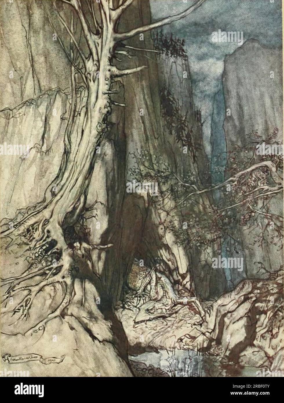 Keeps watch over Alberich's ring by Arthur Rackham Stock Photo - Alamy