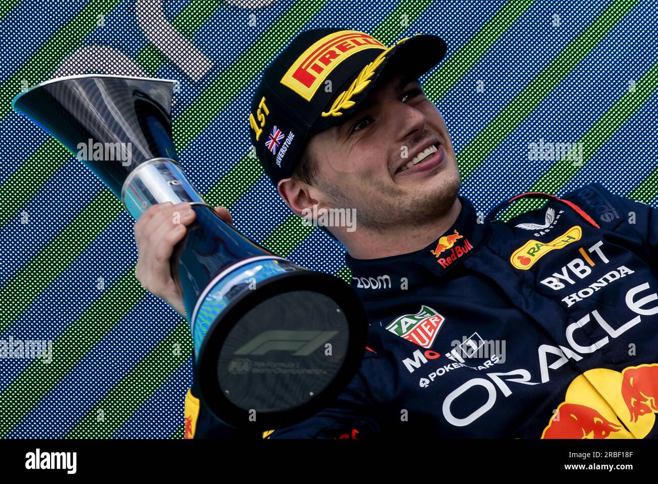 SILVERSTONE - Max Verstappen (Red Bull Racing) on the podium during the ...