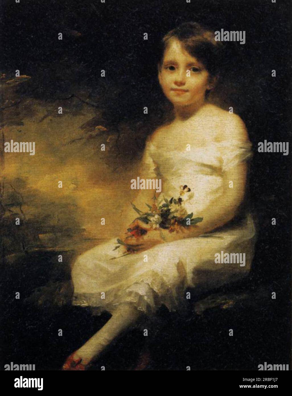 Little Girl Holding Flowers, Portrait of Nancy Graham 1798 by Henry ...