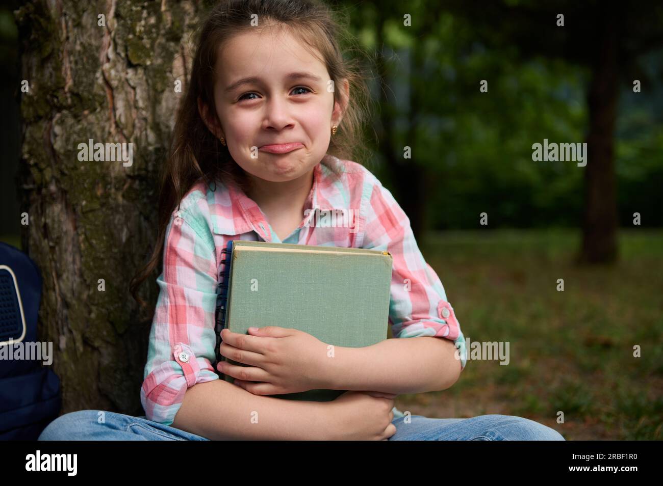 Portrait of a Caucasian adorable child 6 years old, mischievous little ...