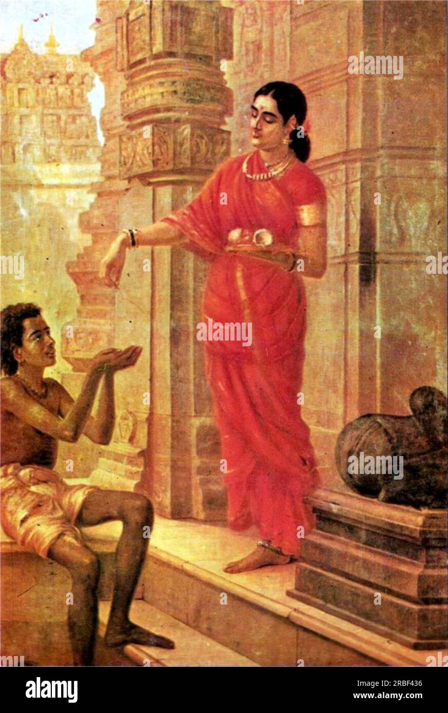 Lady Giving Alms by Raja Ravi Varma Stock Photo - Alamy