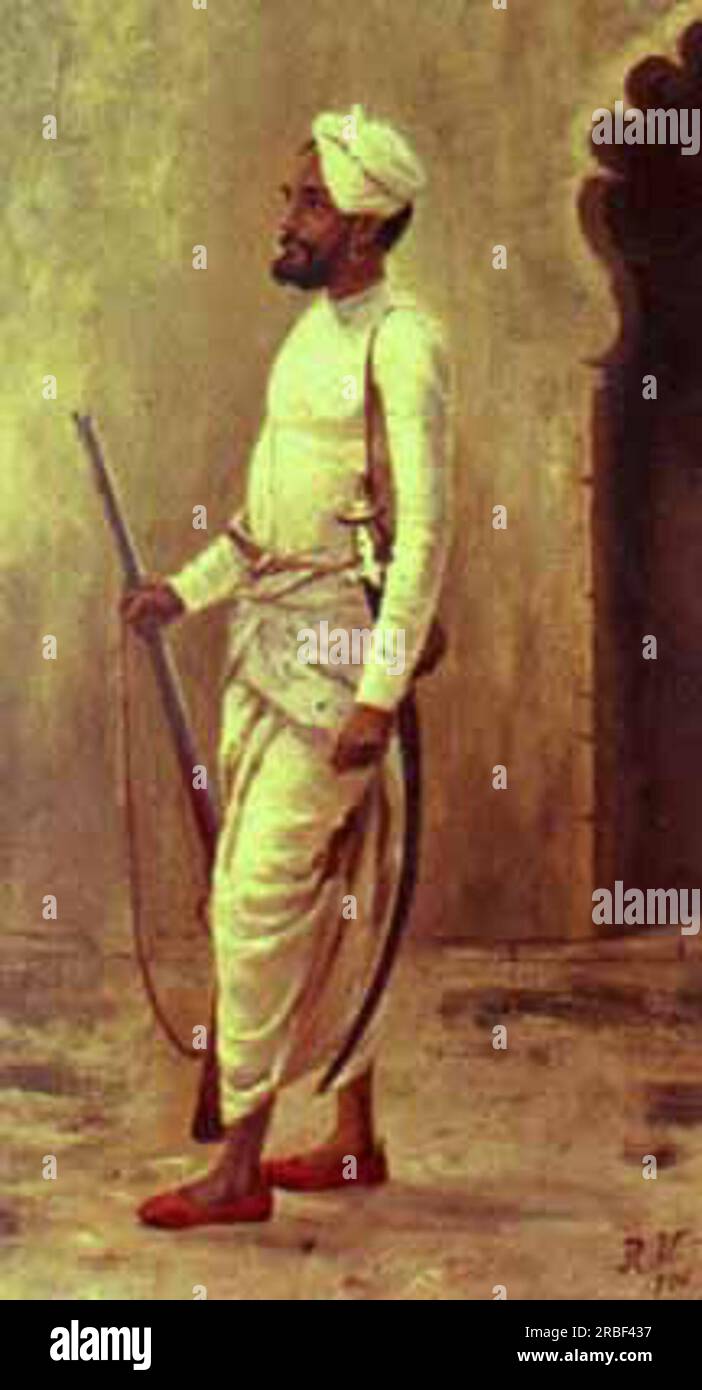 Rajaputra soldier by Raja Ravi Varma Stock Photo - Alamy