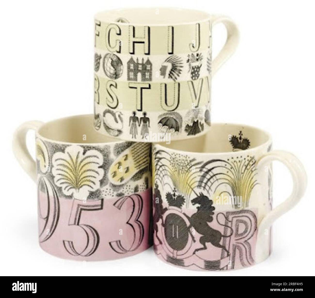 Three mugs designed for Wedgwood by Eric Ravilious Stock Photo - Alamy