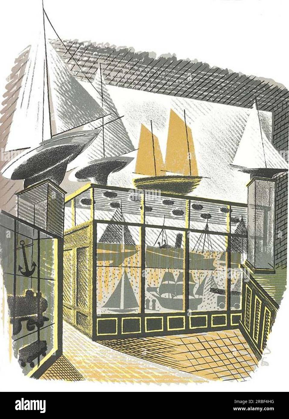 High Street. Model ships by Eric Ravilious Stock Photo - Alamy