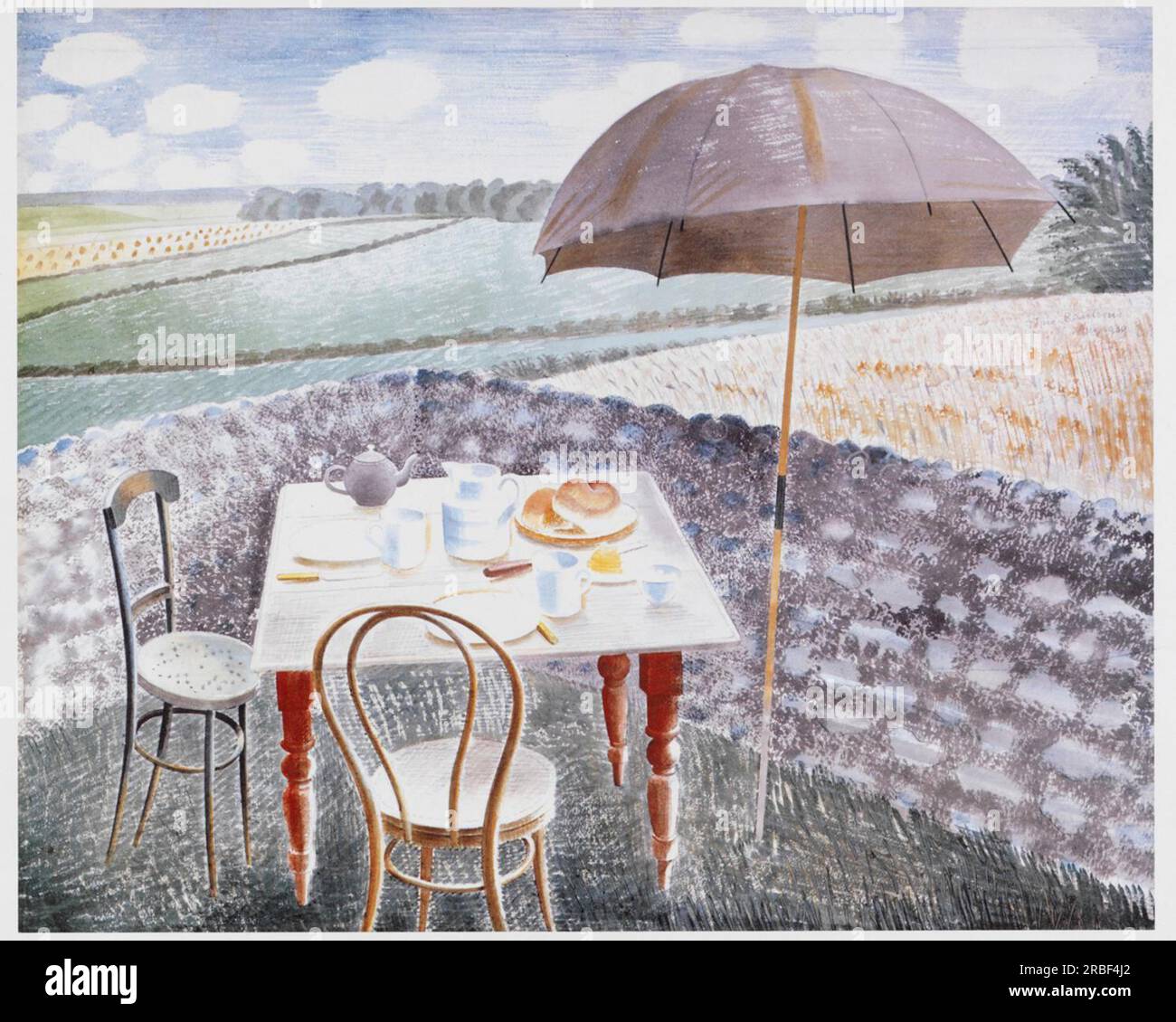 Tea at Furlongs 1942 by Eric Ravilious Stock Photo - Alamy