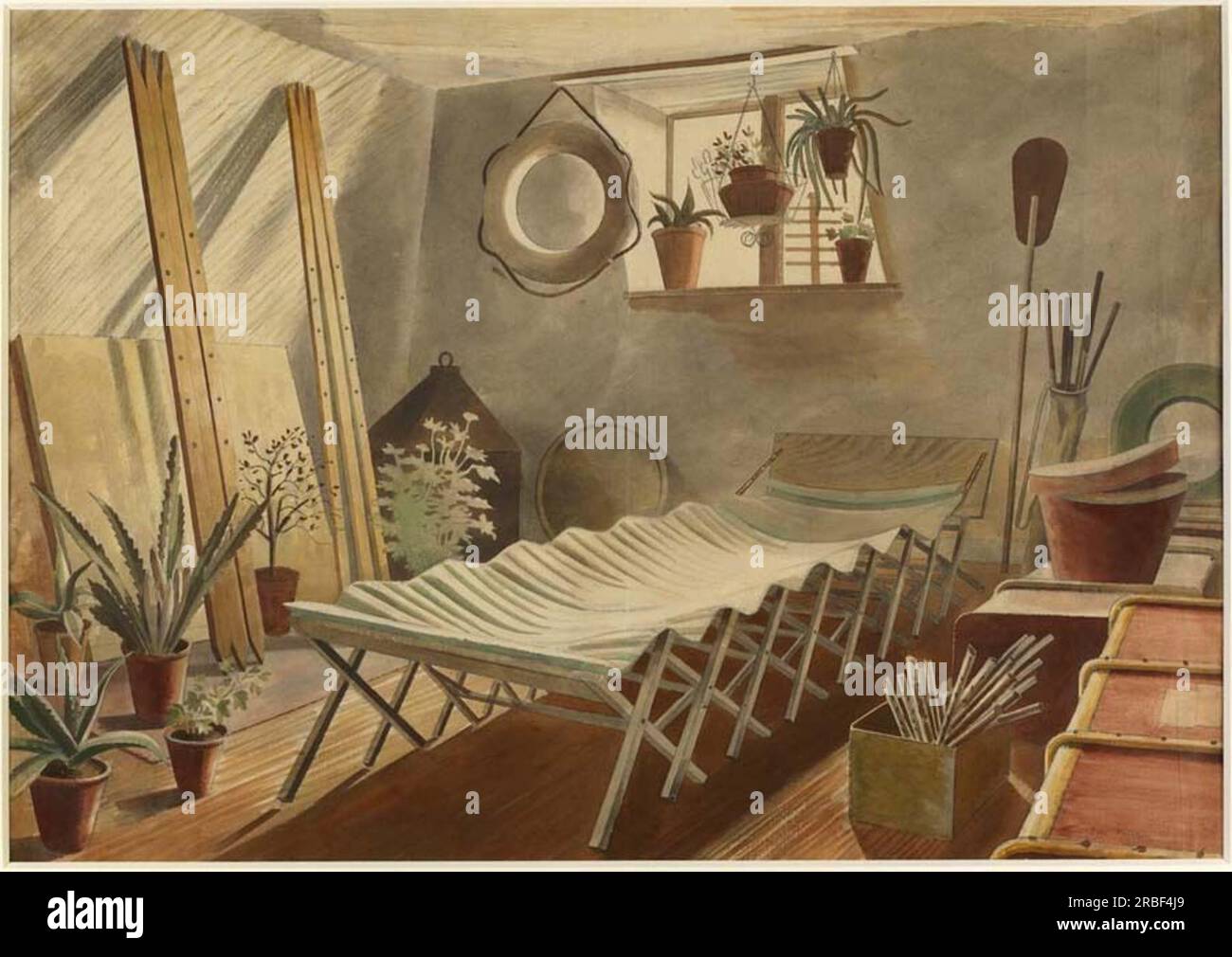 The Attic Bedroom by Eric Ravilious Stock Photo - Alamy