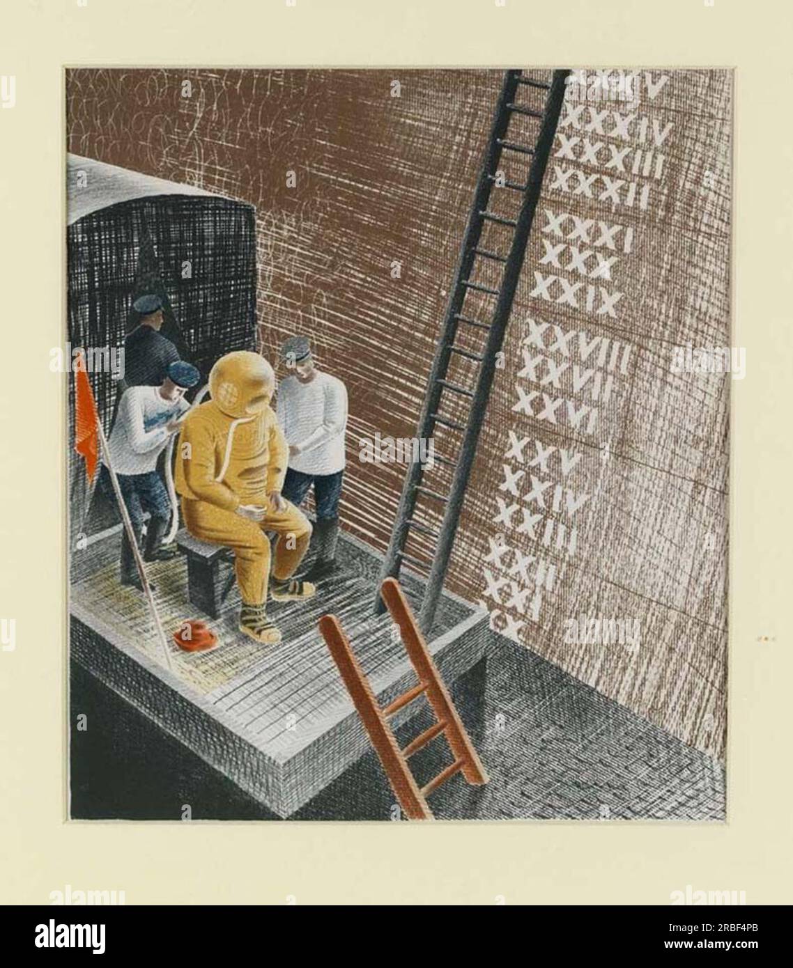 The Diver, HMS Dolphin Submarine, WW2 1941 by Eric Ravilious Stock ...