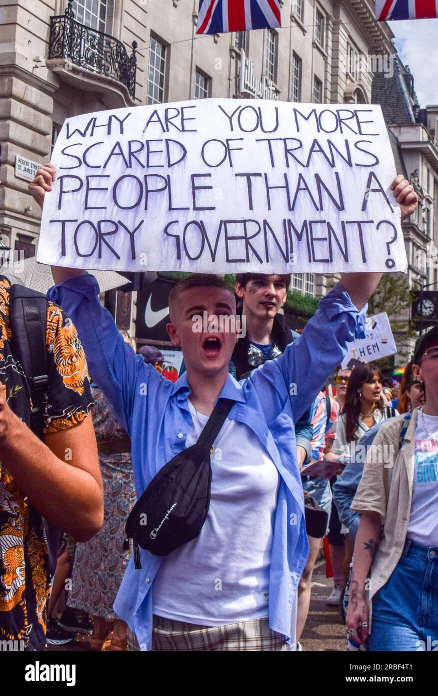 London, UK. 8th July 2023. Thousands of people march through central ...