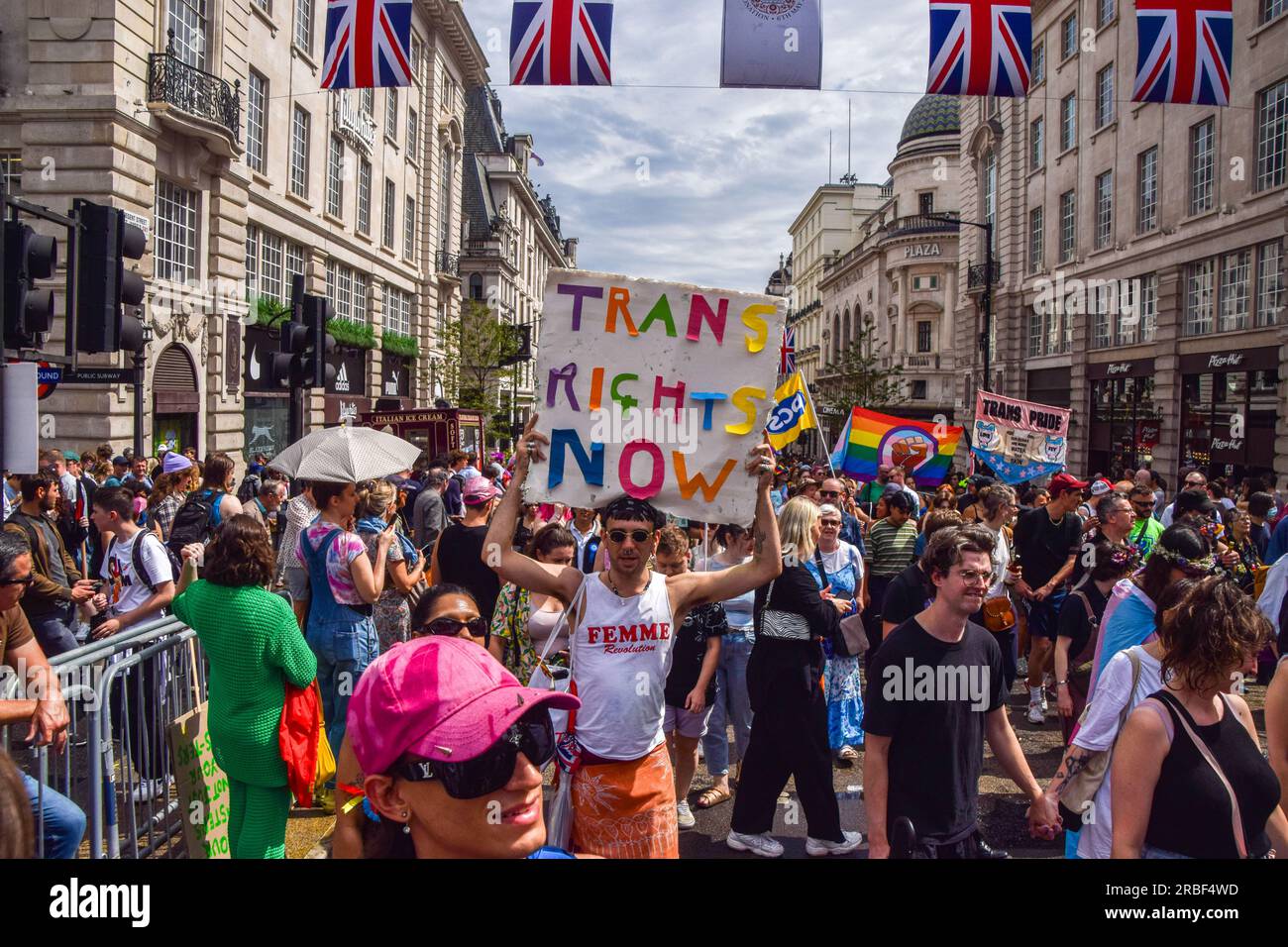 London, UK. 8th July 2023. Thousands of people march through central ...