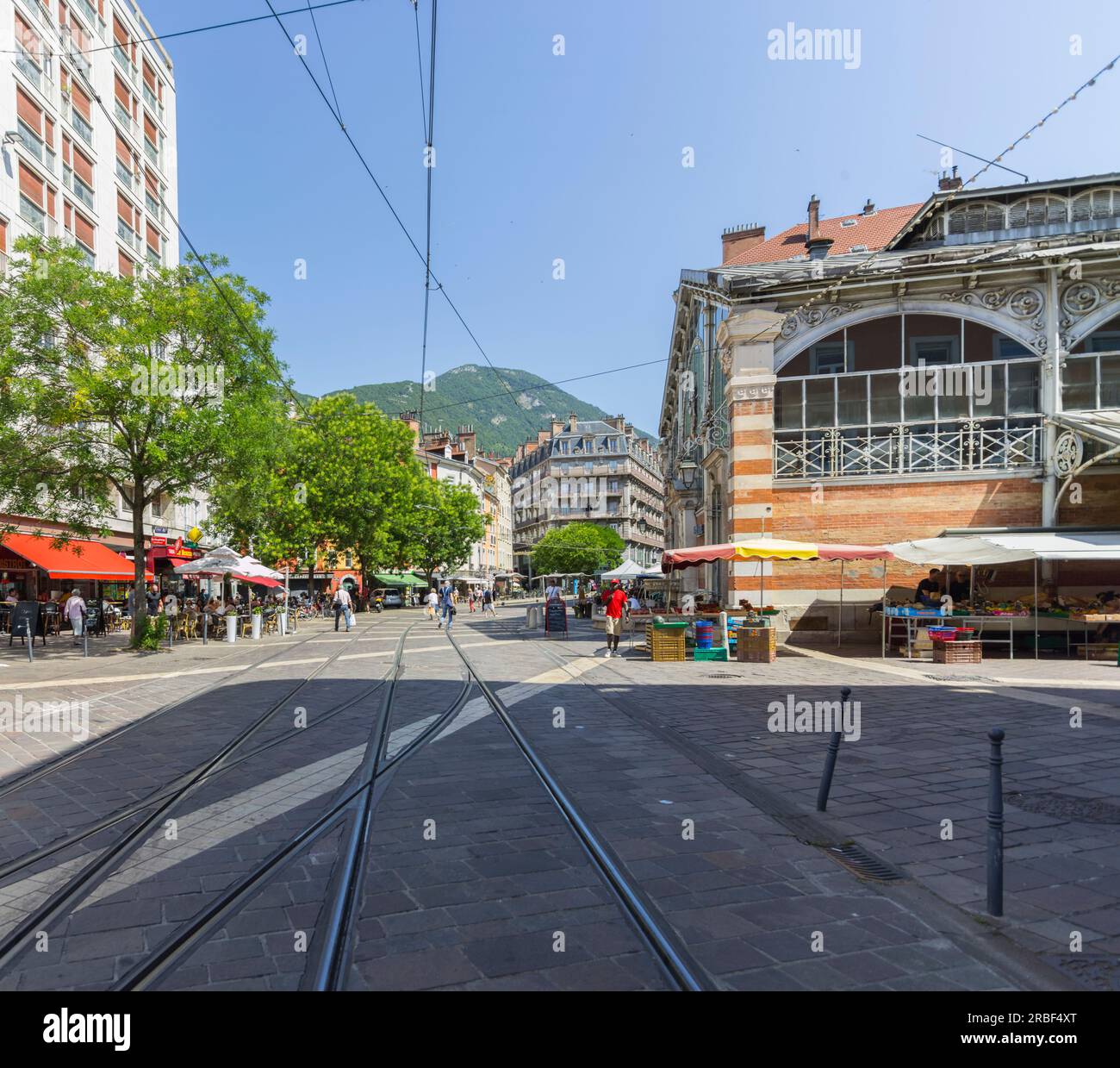 Grenoble, France - July 8, 2023: From Rue Alphand, Place Sainte Claire ...