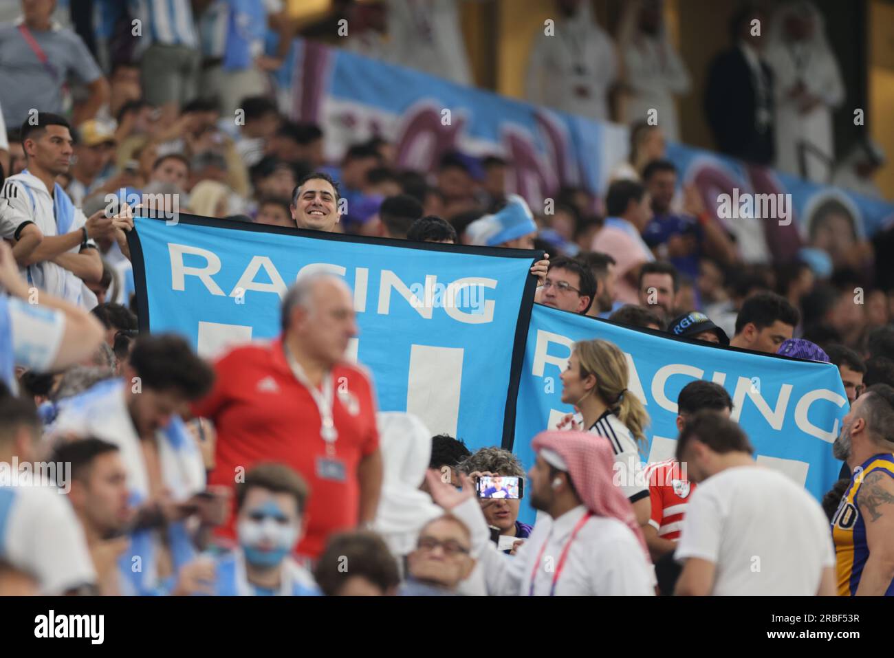 Lusail, Qatar, 18th. December 2022. Fans of Racing Club Argentina ...