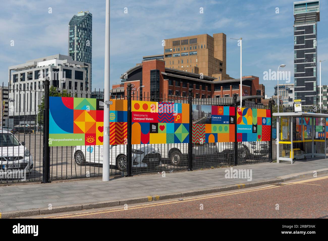 Liverpool Waters, Merseyside, England, UK. Signs and graphics on the ...