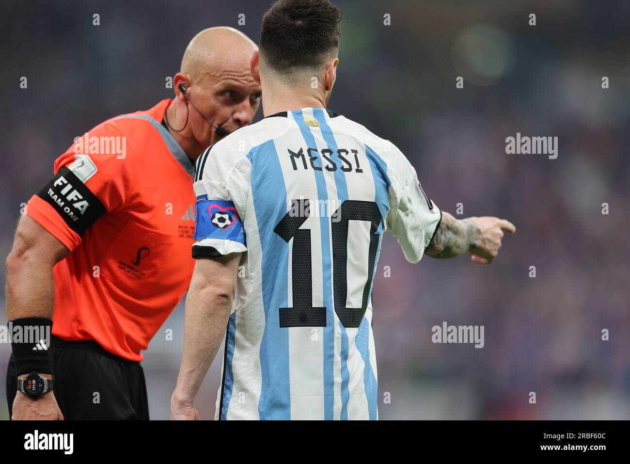 Lusail, Qatar, 18th. December 2022. The Referee Szymon Marciniak talk ...