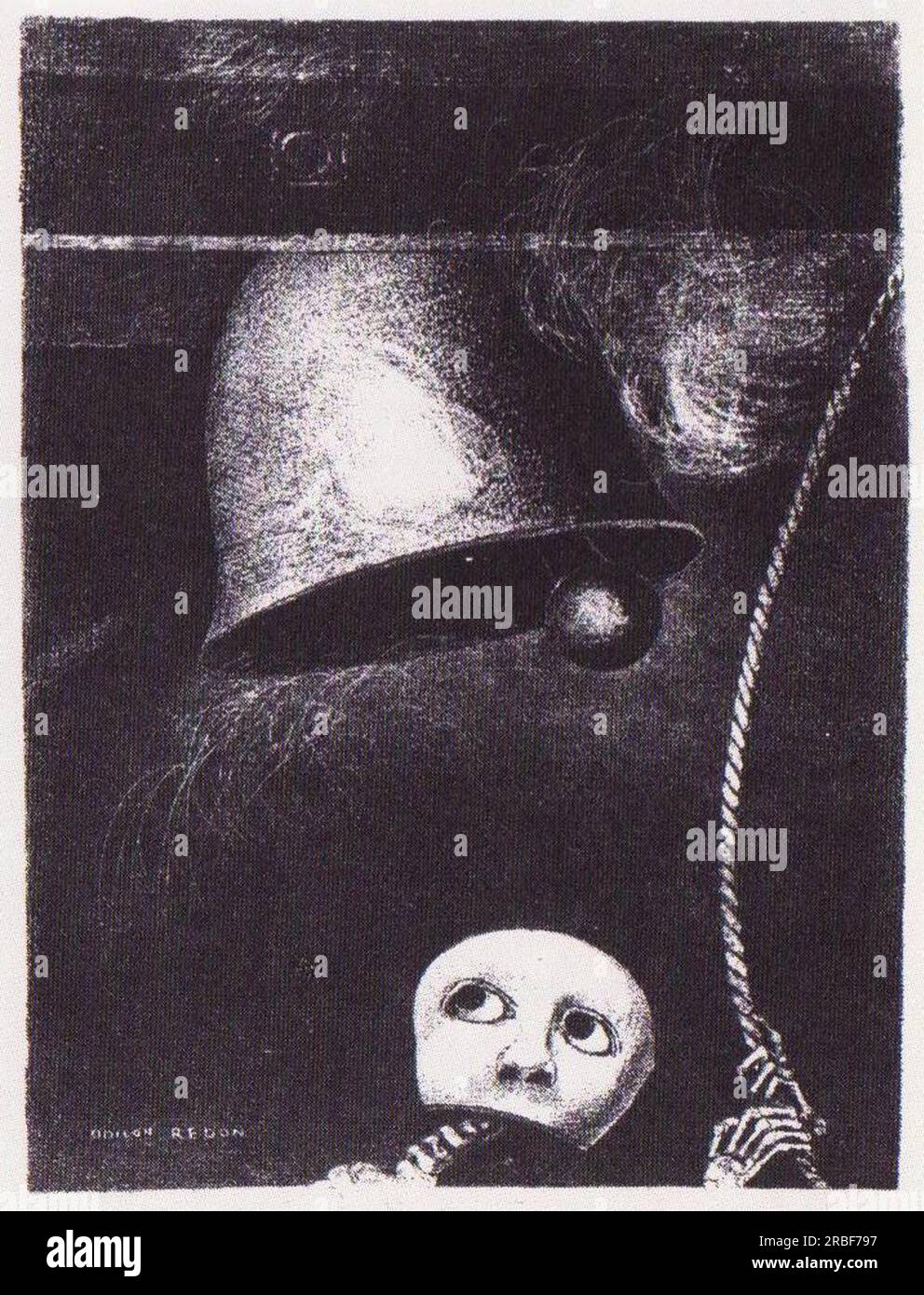 A funeral mask tolls bell 1882 by Odilon Redon Stock Photo - Alamy