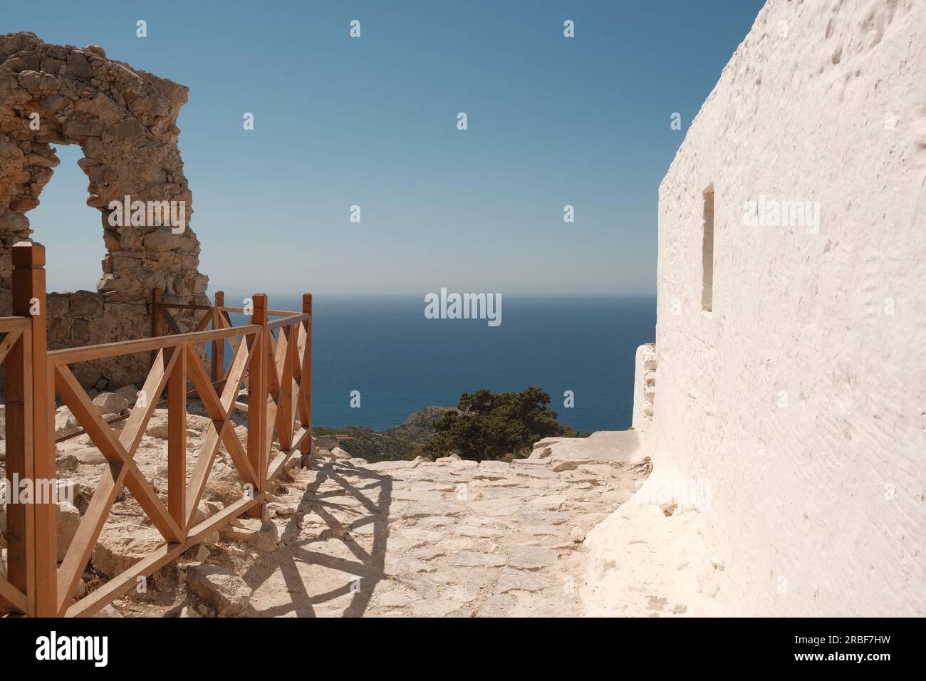 Castle of Monolithos at the coast from the greek island Rhodes Stock ...