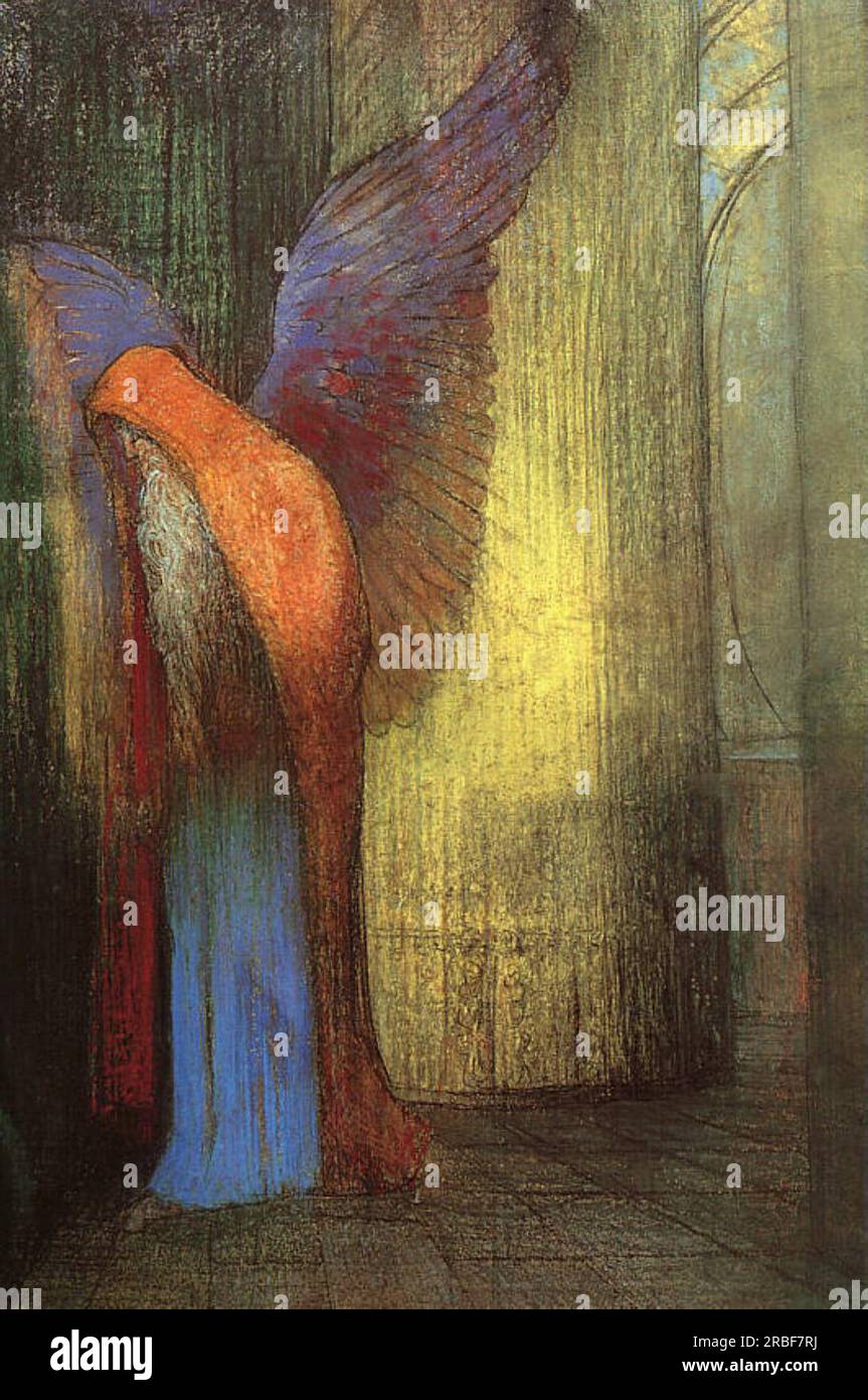 Winged Old Man with a Long White Beard 1900 by Odilon Redon Stock Photo ...